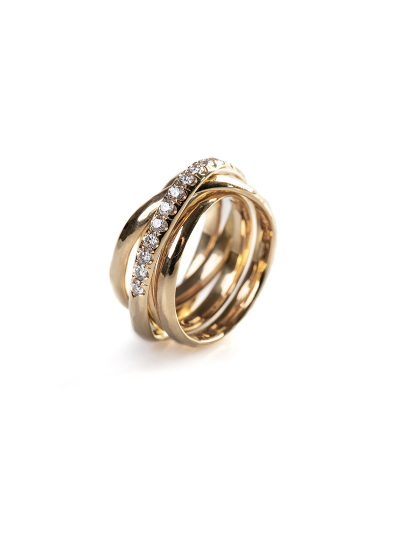 hide-m | CHIN TEO Cage Ring Mini, 18k gold + diamond