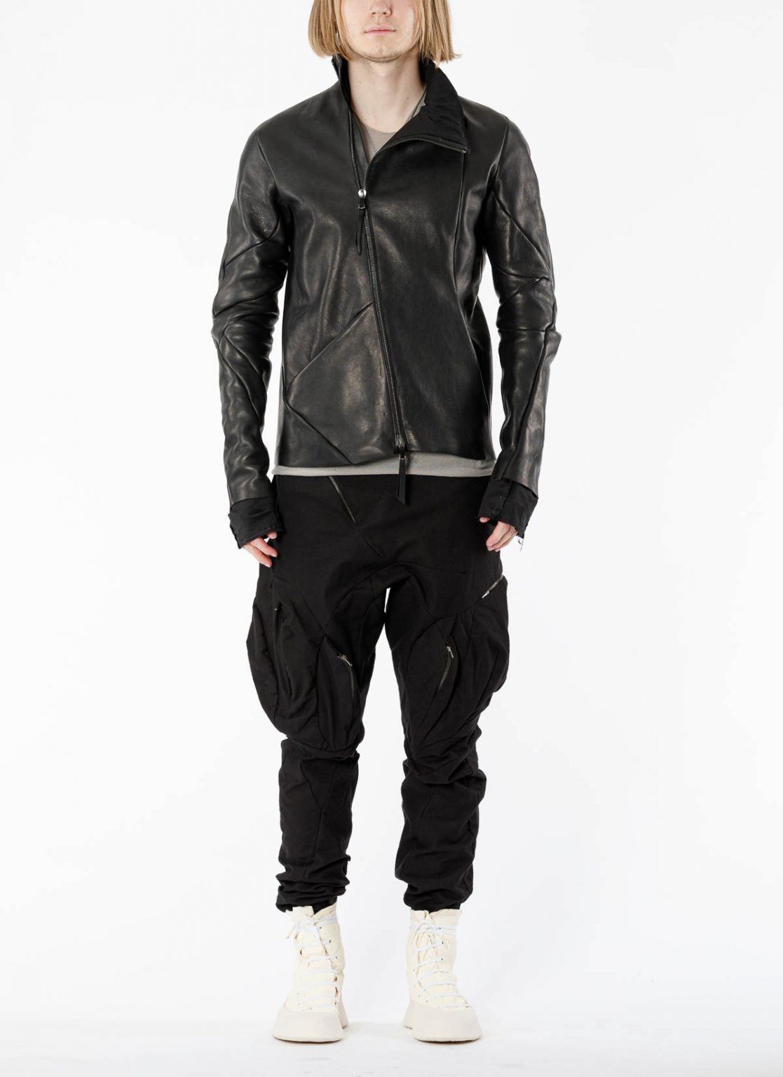 hide-m | LEON EMANUEL BLANCK Distortion Leather Jacket black horse