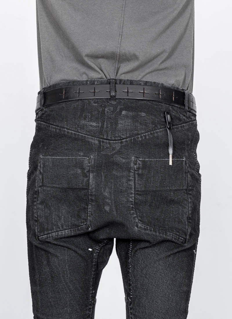 hide-m | M.A+ G buckle cross cuts belt EG2D, black cow leather