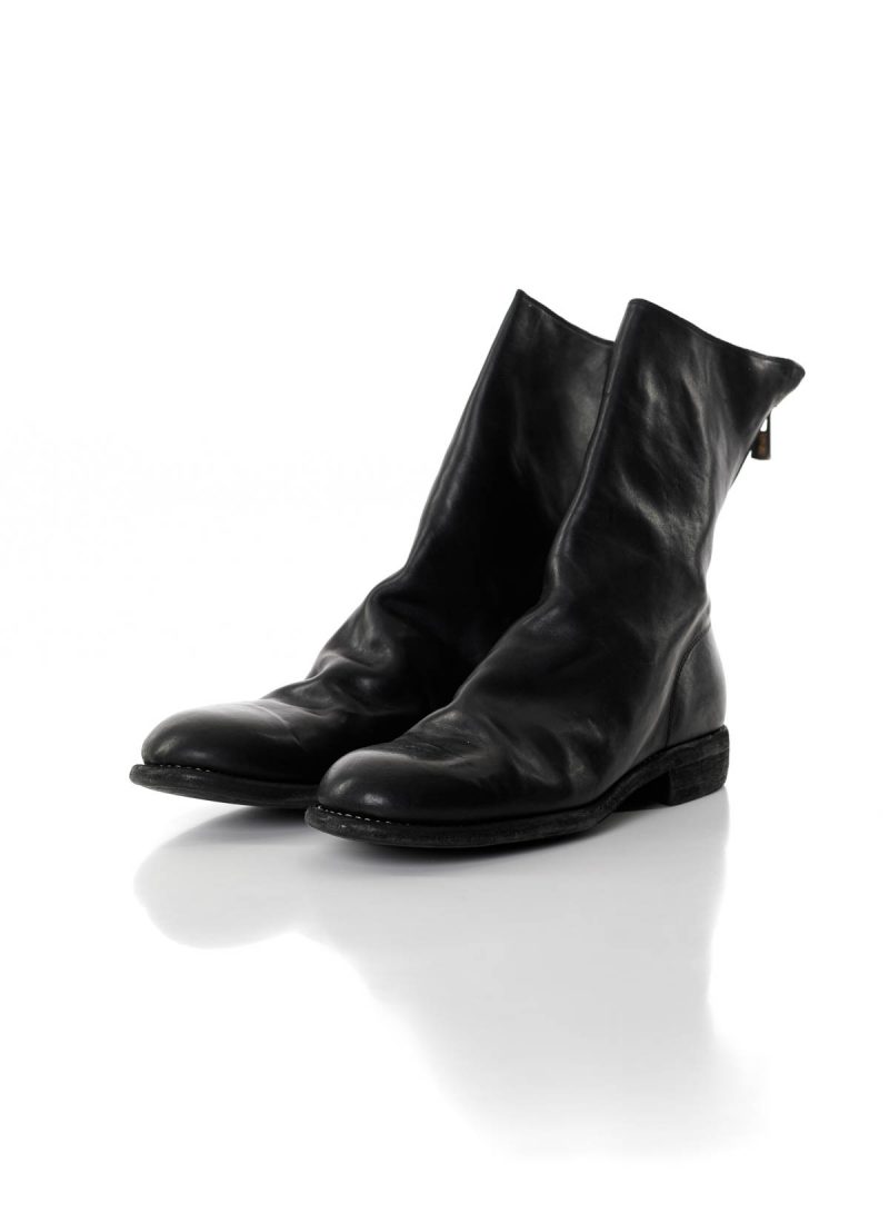 hide-m | GUIDI Men 988 Back Zip Boot, black horse leather