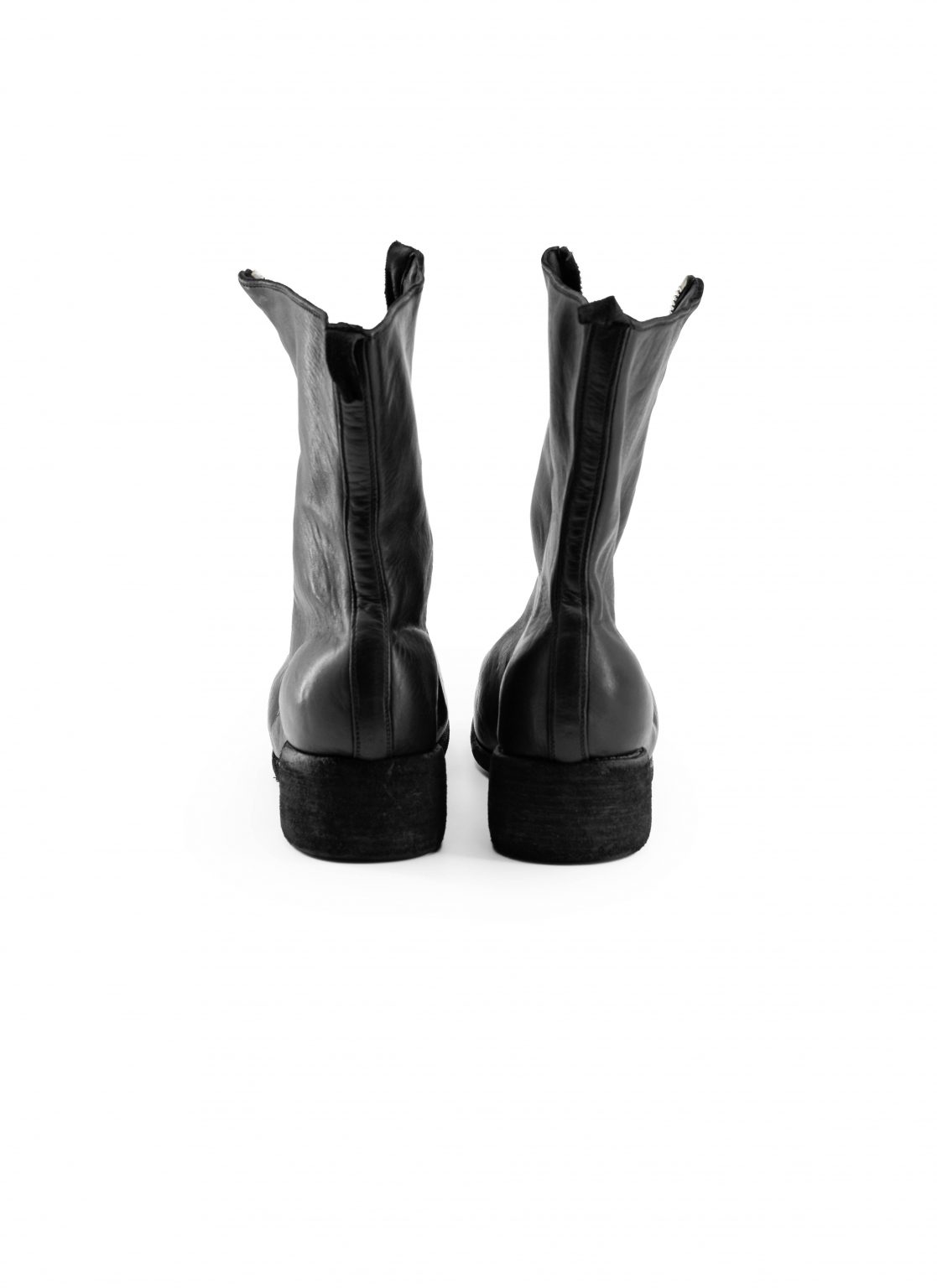 hide-m | GUIDI PL2 Mid Front Zip Boot, black horse leather