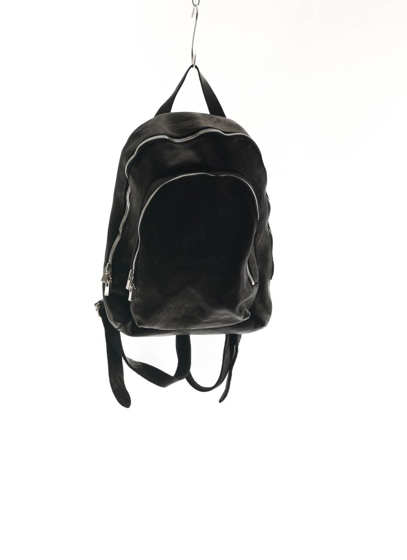 hide-m | GUIDI DBP05 Small 2 Zip Backpack, black horse leather