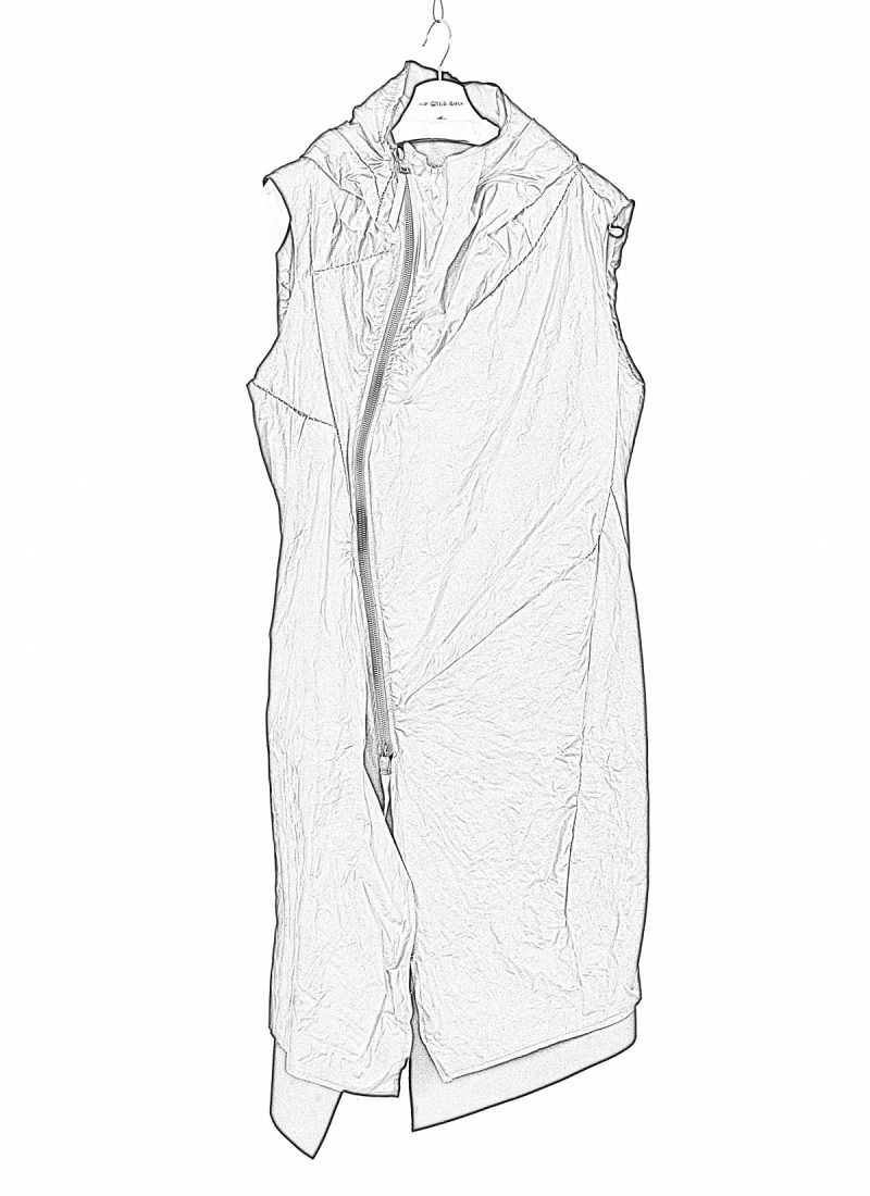 hide-m | LEON EMANUEL BLANCK Curved Hooded Vest, waxed wrinkle