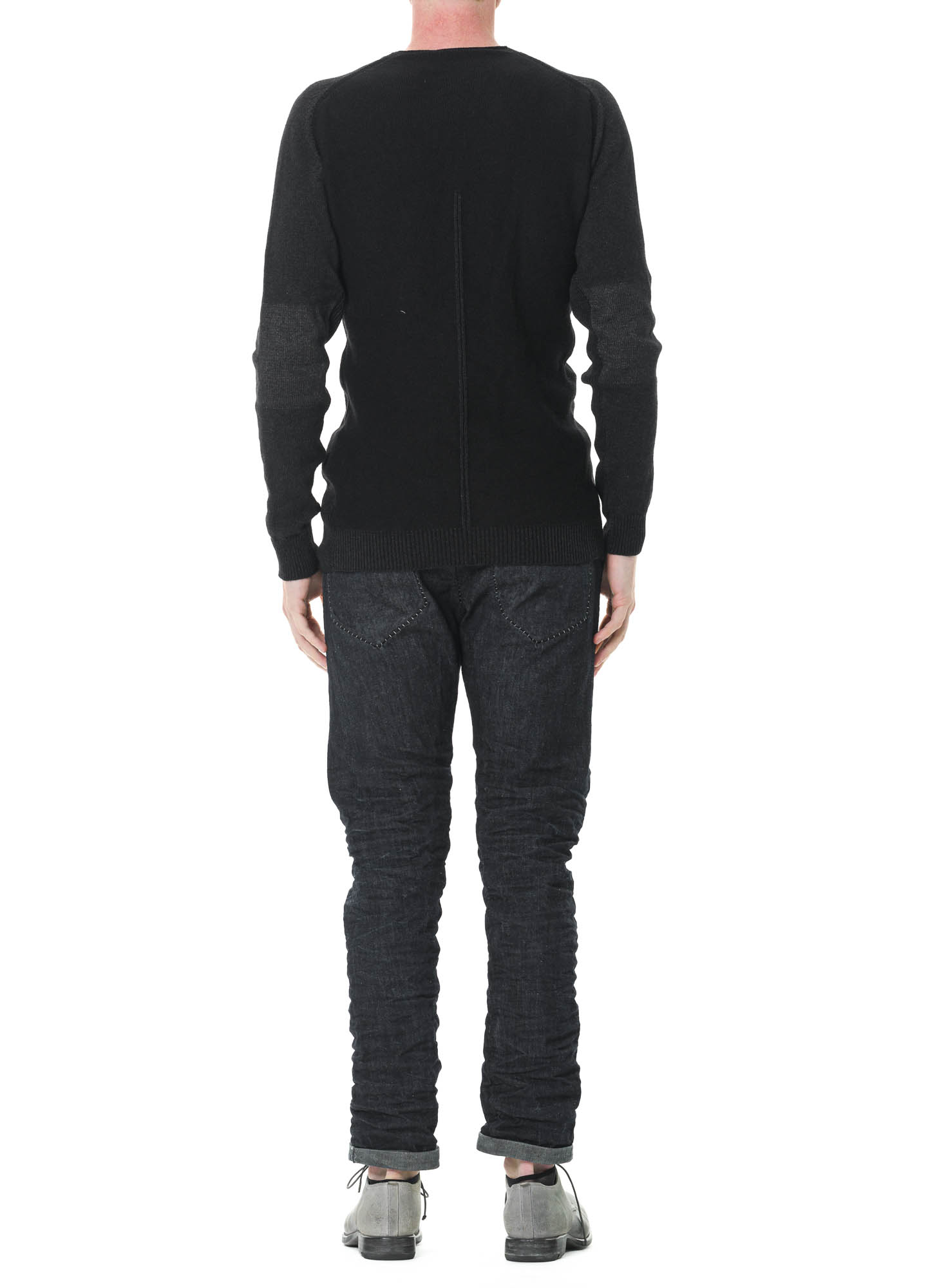 hide-m | LAYER-0 Men Roundneck Sweater 7, black dark grey cashmere