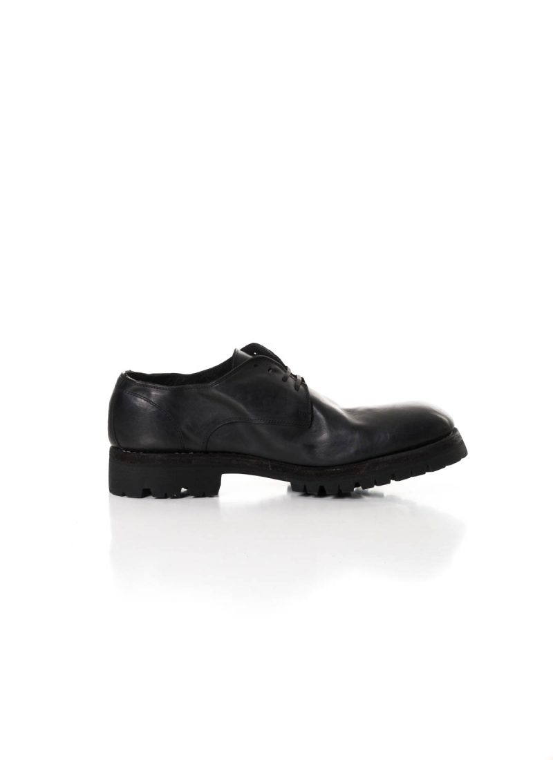 hide-m | GUIDI 792V, Classic Derby Shoe With Vibram, black horse