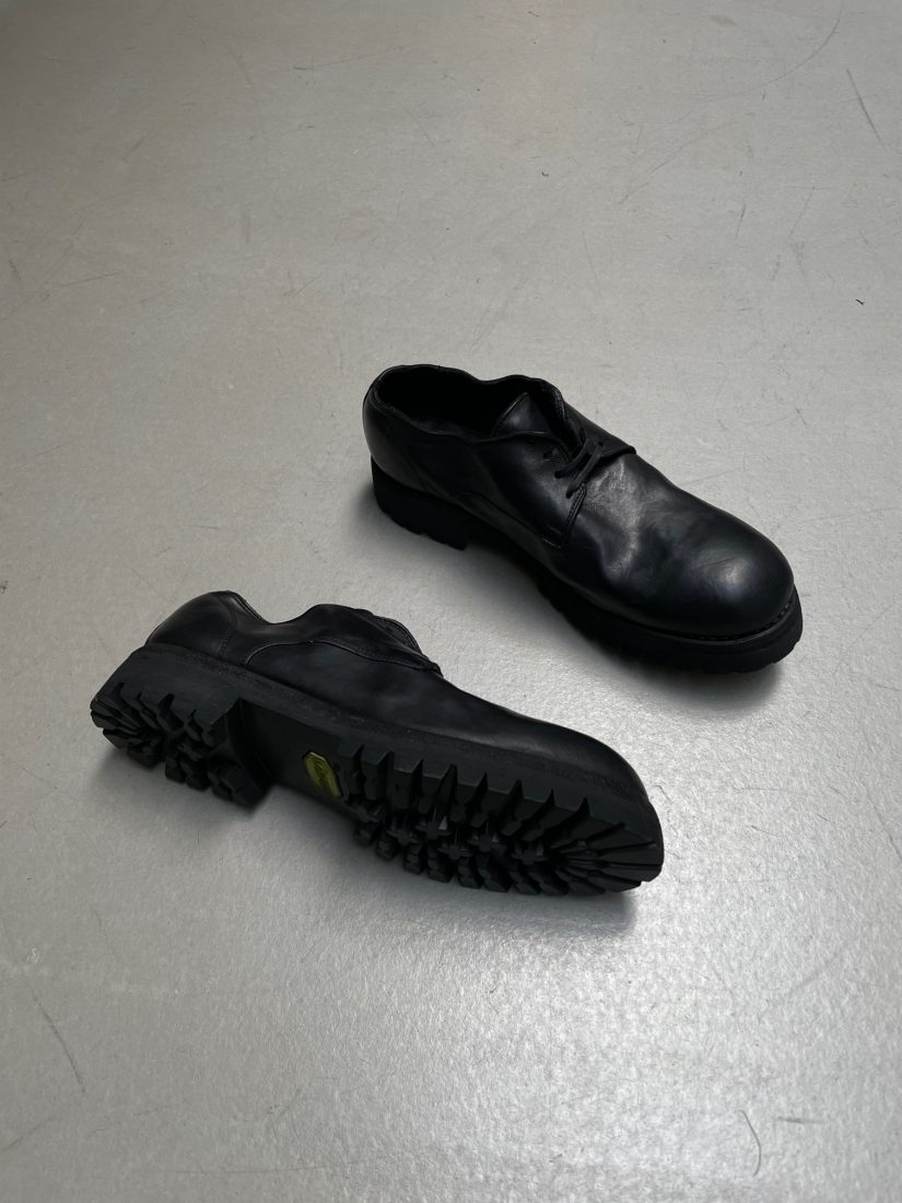 hide-m | GUIDI 792V, Classic Derby Shoe, black horse leather