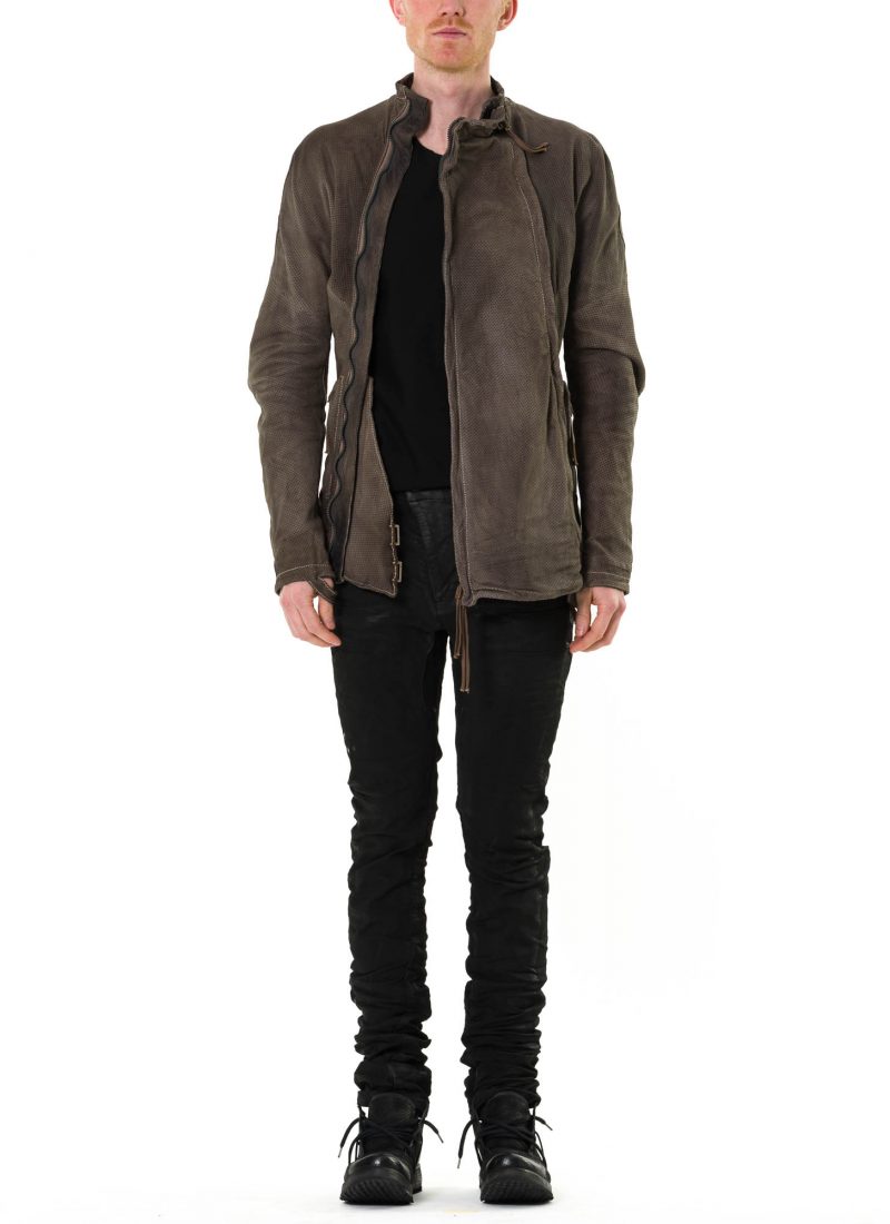 hide-m | BORIS BIDJAN SABERI Jacket J4, carbon grey perforated leather