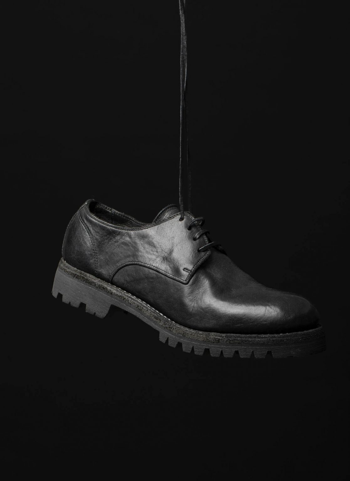hide-m | GUIDI 792V, Classic Derby Shoe With Vibram, black horse