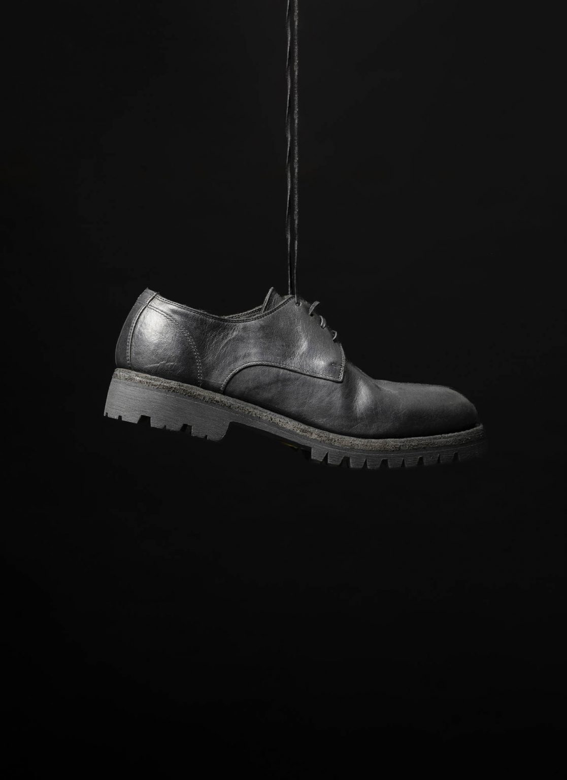 hide-m | GUIDI 792V, Classic Derby Shoe With Vibram, black horse