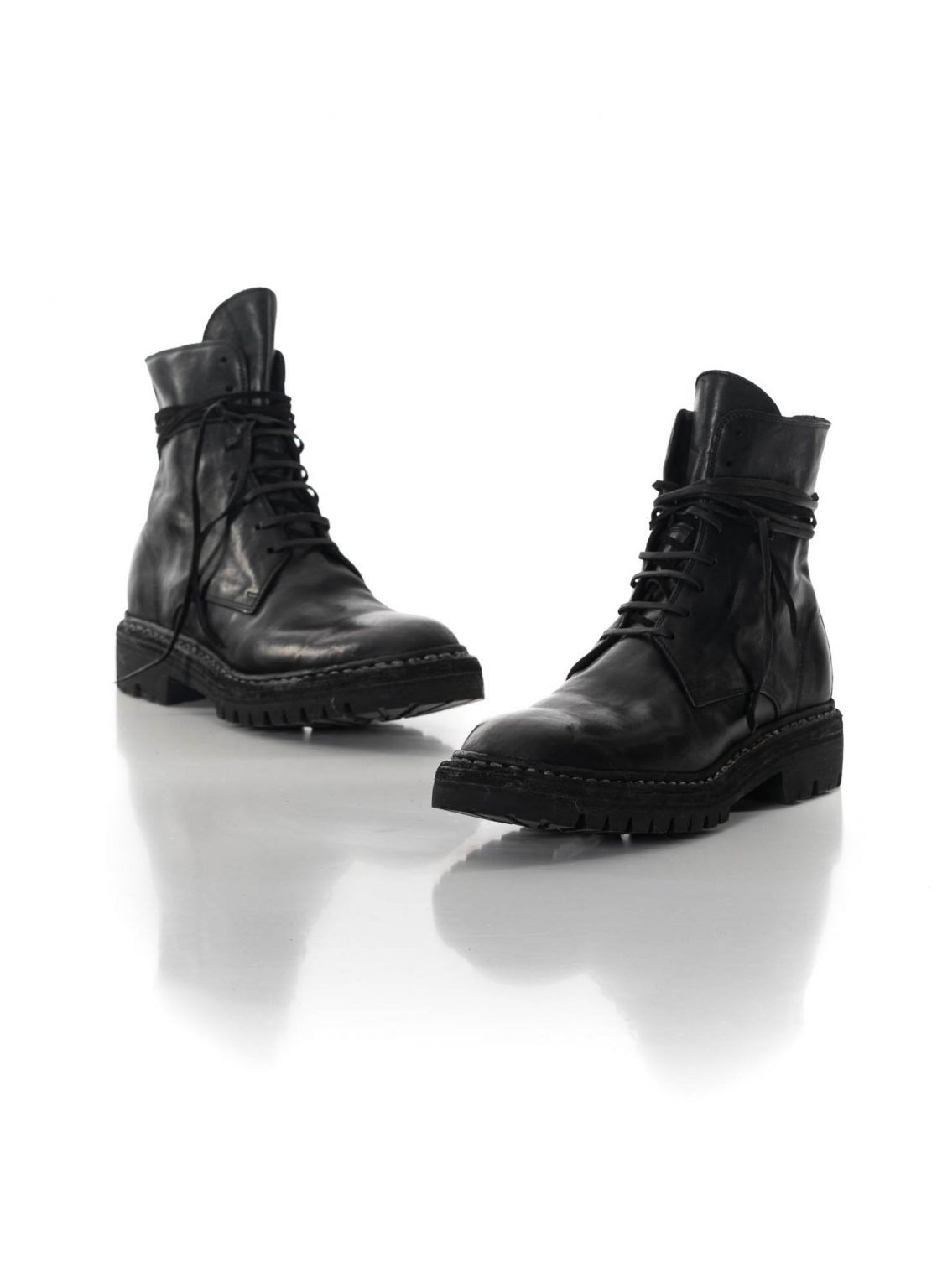 hide-m | GUIDI 795V_N Lace Up Boot Vibram Sole, black horse