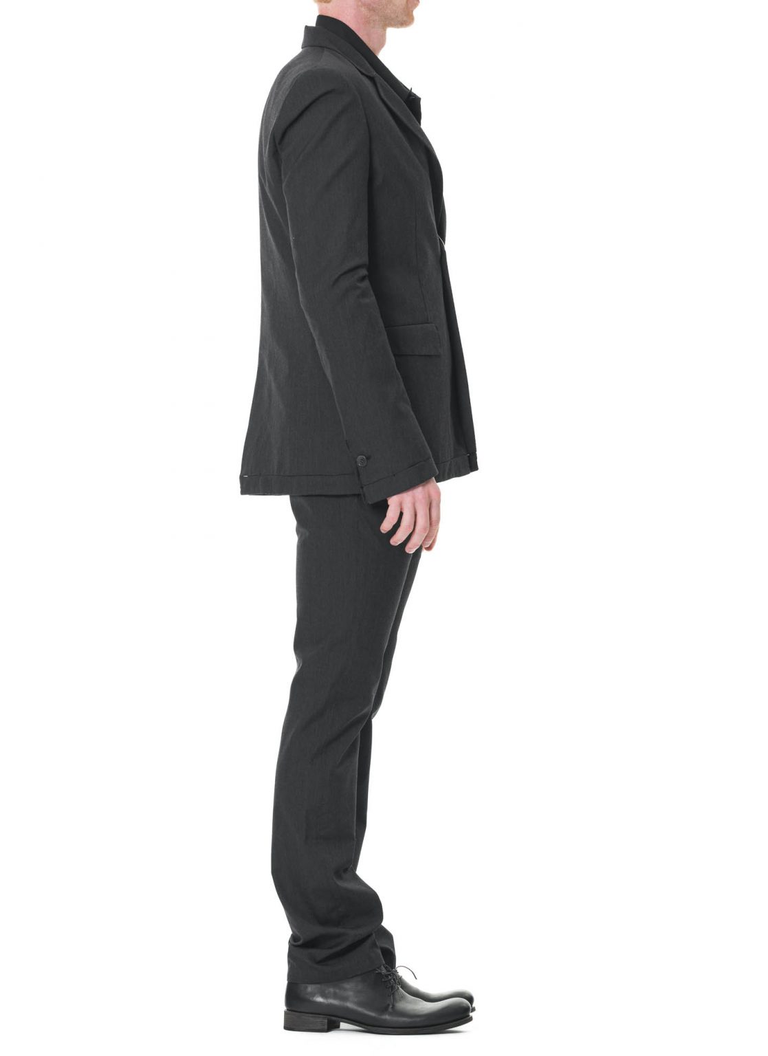 hide-m | KANG Men Modular Hem Jacket, dark grey silk/cotton