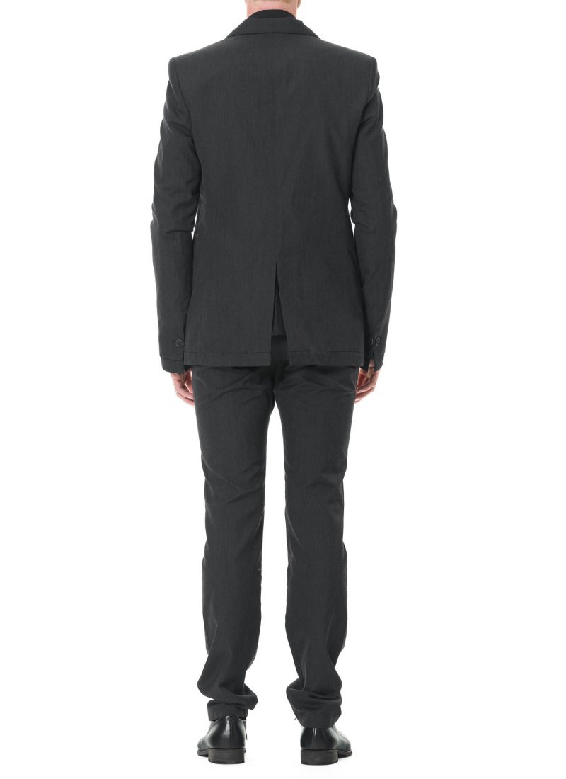 hide-m | KANG Men Modular Hem Jacket, dark grey silk/cotton