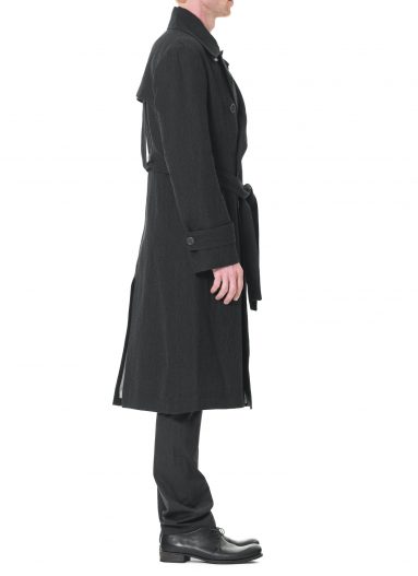 hide-m | KANG Men Lined Detacheble Strap Trenchcoat, black