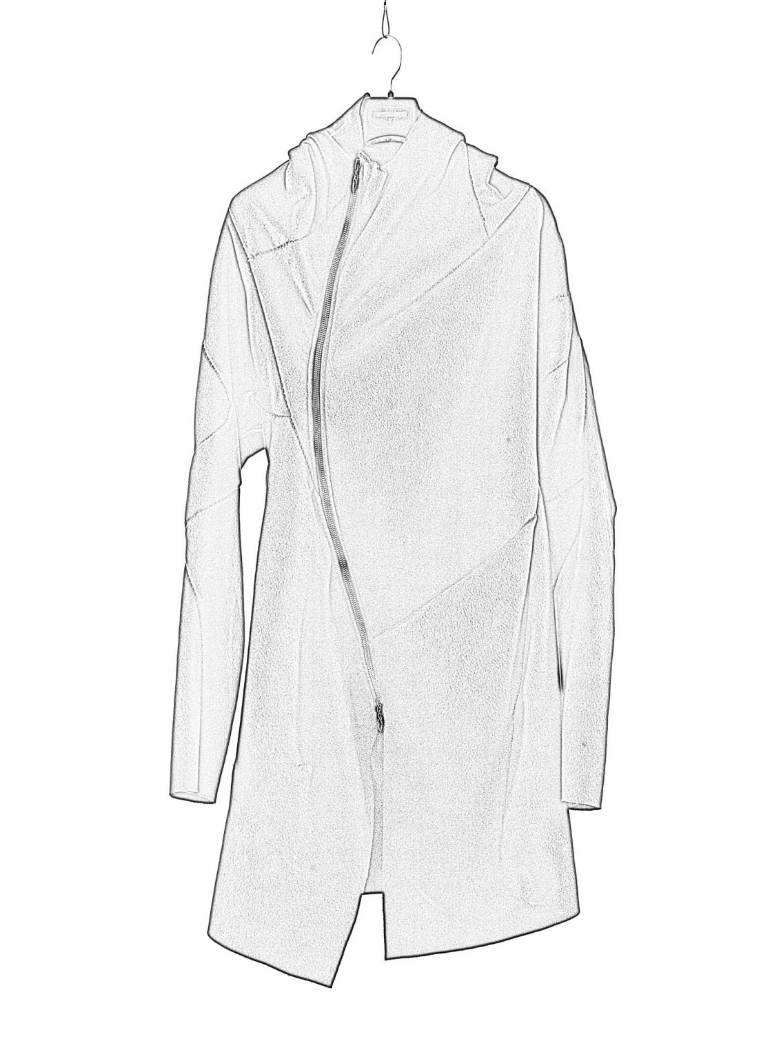 hide-m | Leon Emanuel Blanck Distortion Curved Hooded Coat