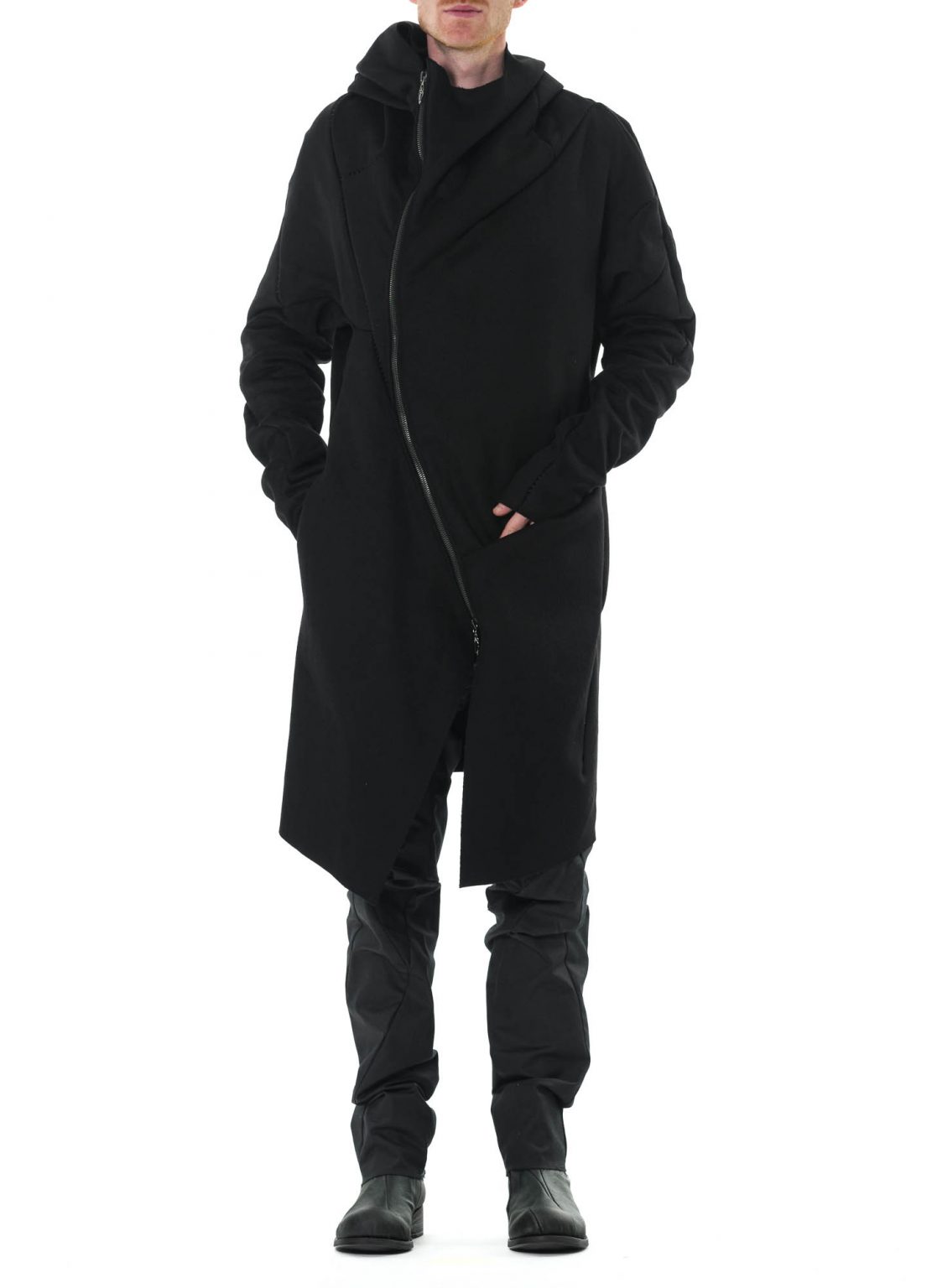 hide-m | Leon Emanuel Blanck Distortion Curved Hooded Coat