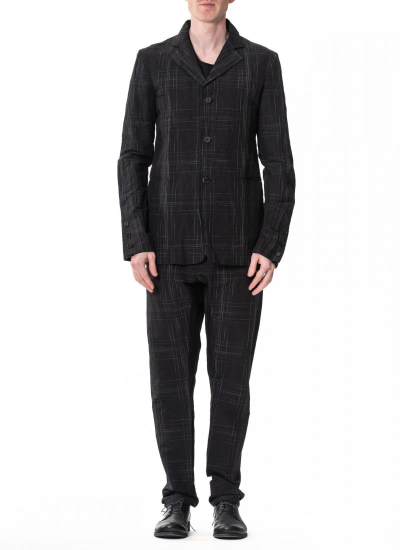 hide-m | M.A+ 3 Button Back Slit Jacket J112, black cotton/linen/pes