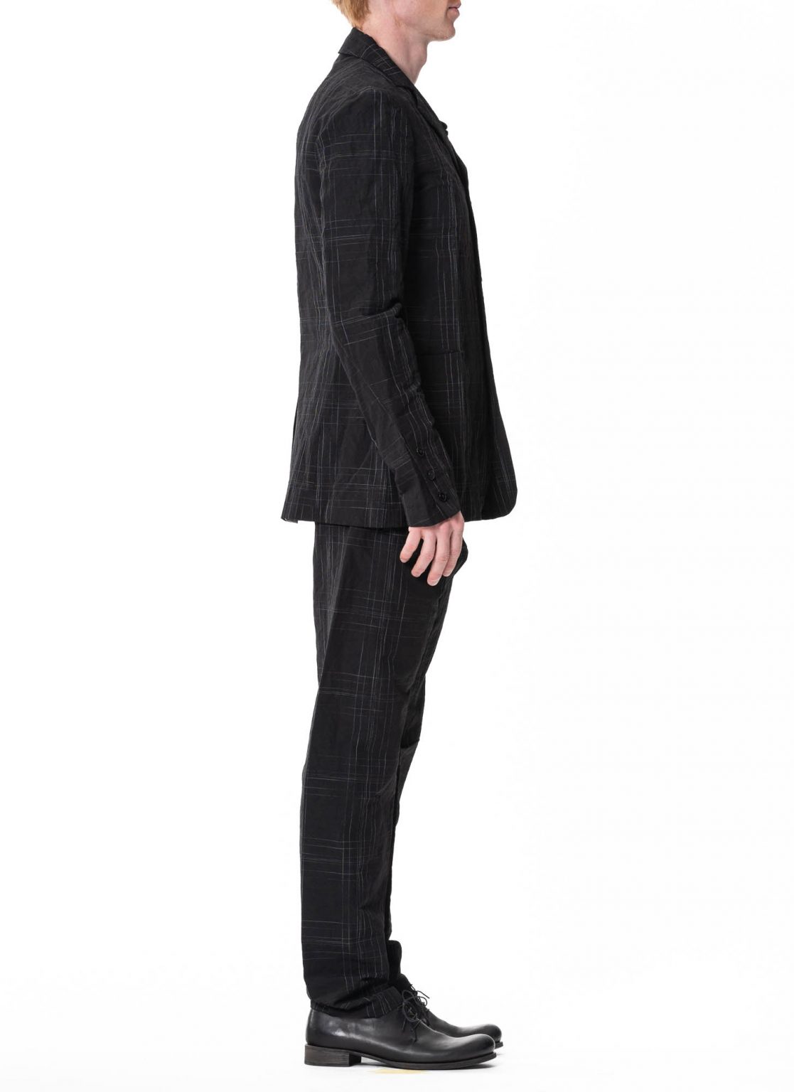 hide-m | M.A+ 3 Button Back Slit Jacket J112, black cotton/linen/pes