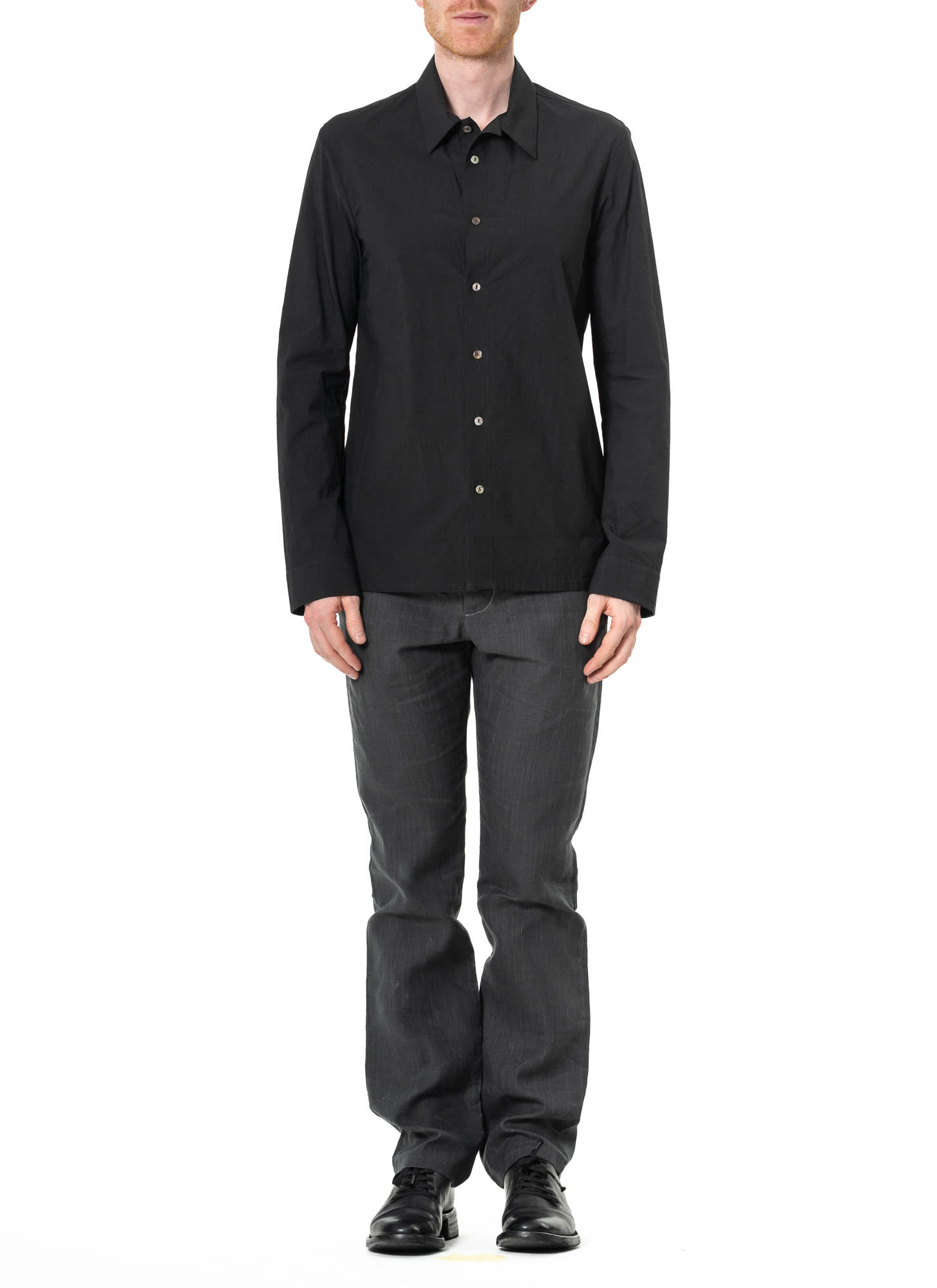 hide-m | KANG Men Back Split Relaxed Fit Shirt, black cotton