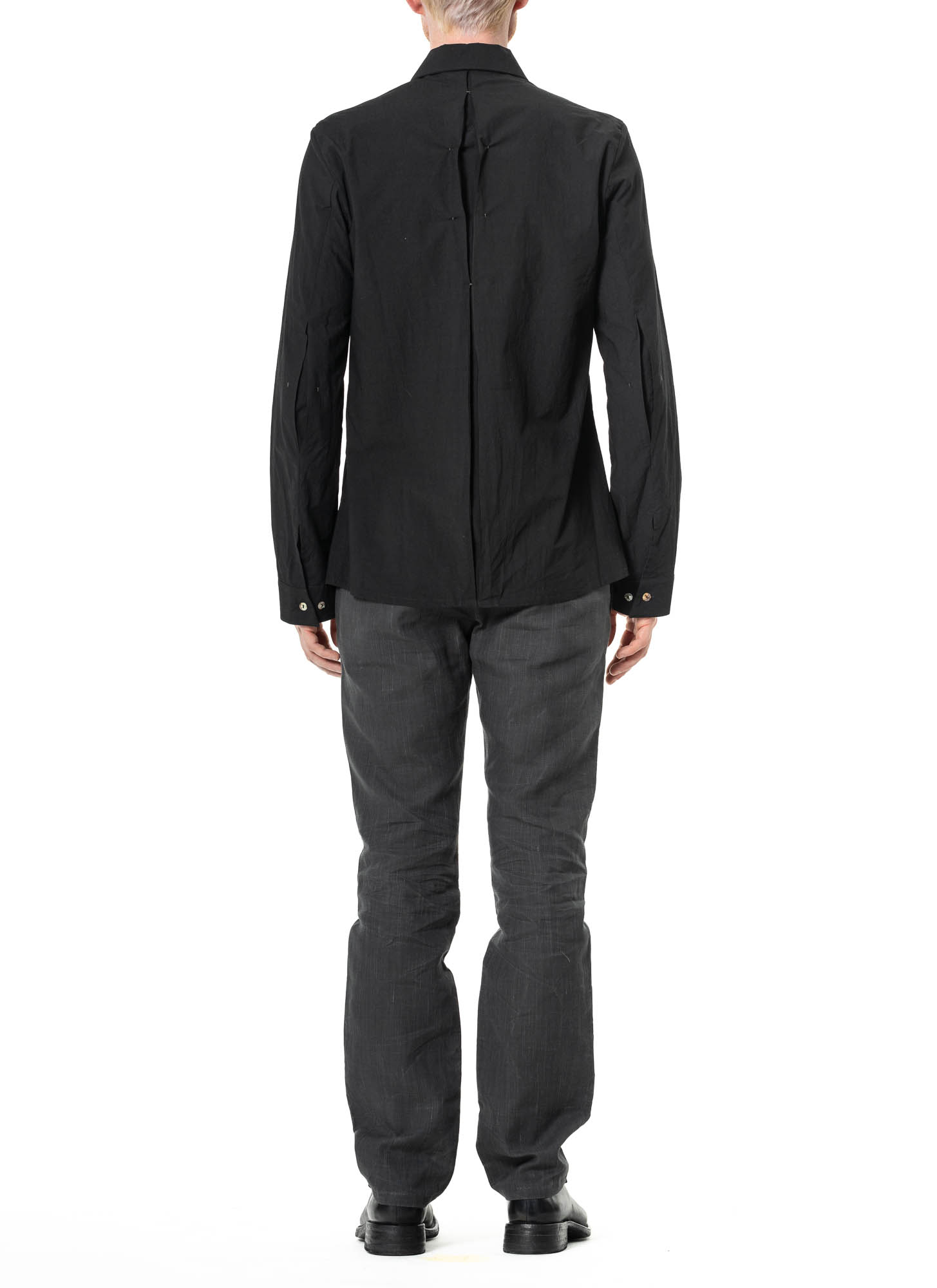 hide-m | KANG Men Back Split Relaxed Fit Shirt, black cotton