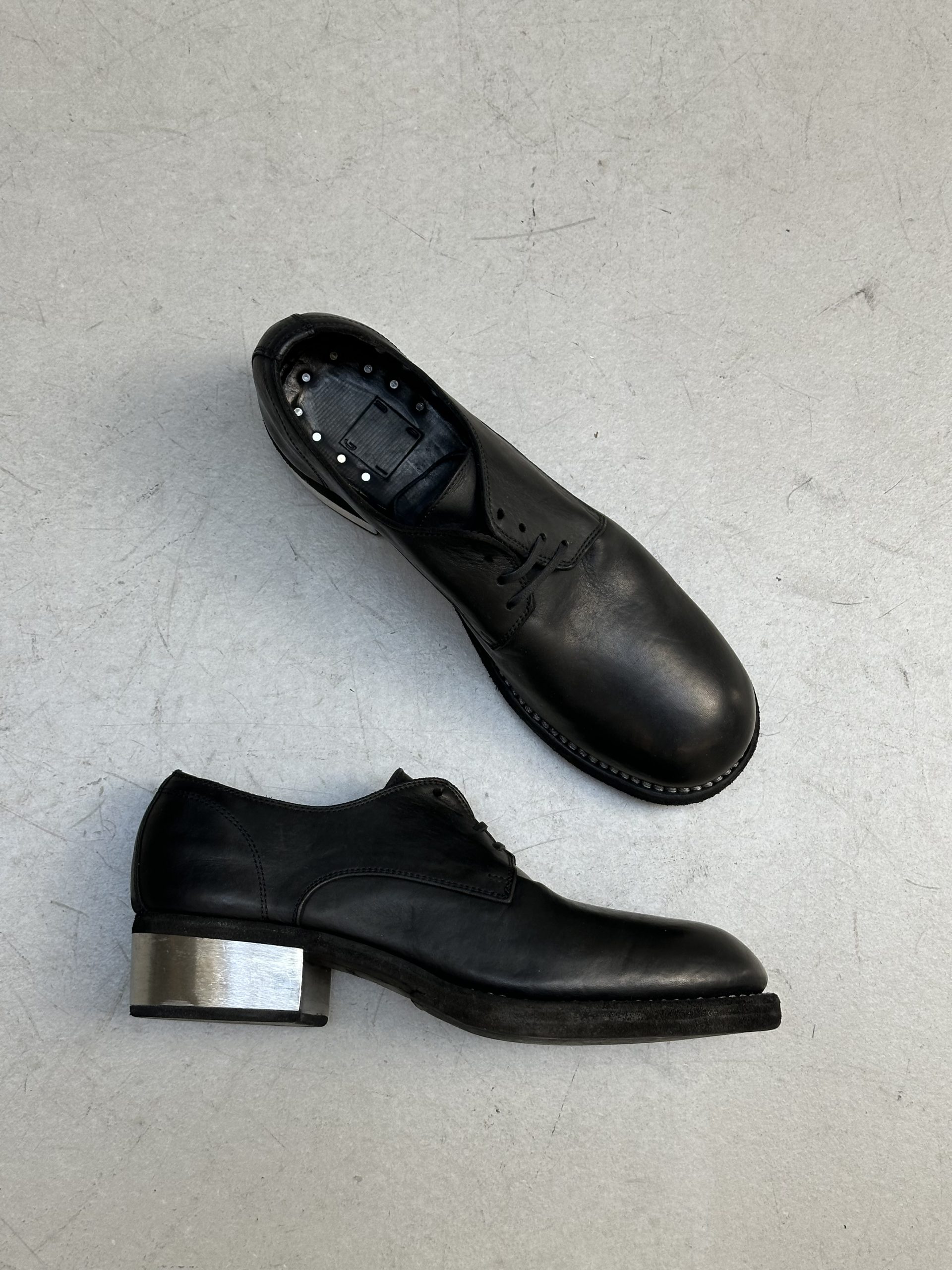 hide-m | GUIDI 792ZI, Classic Derby Shoe Metal Heel, black horse leather
