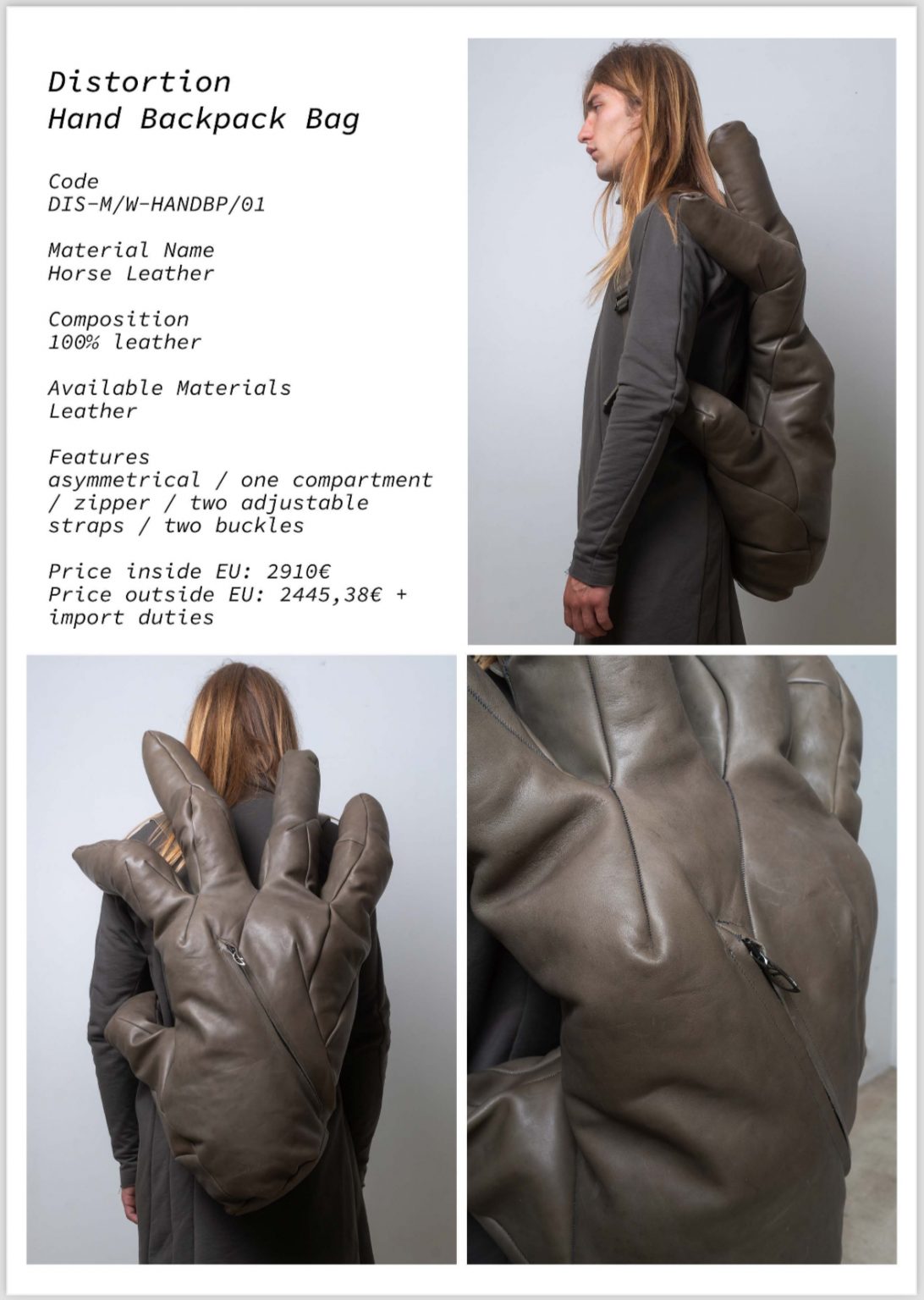 hide-m | LEON EMANUEL BLANCK Distortion Hand Backpack black horse